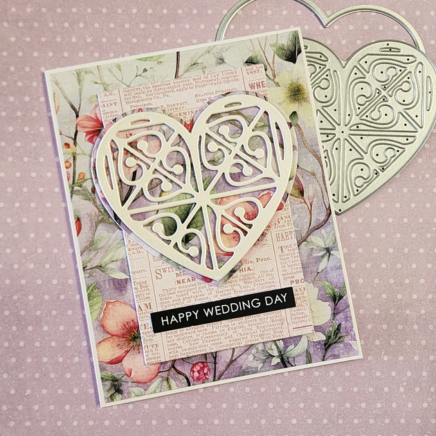 Patterned Heart Wedding Card – Paper Rose Studio