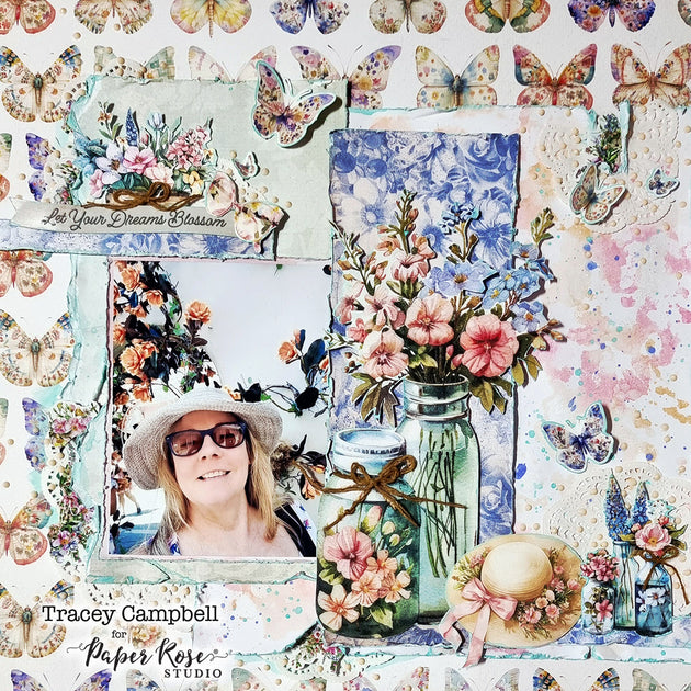 Flower Shoppe Scrapbook Layout - Tracey Campbell – Paper Rose Studio