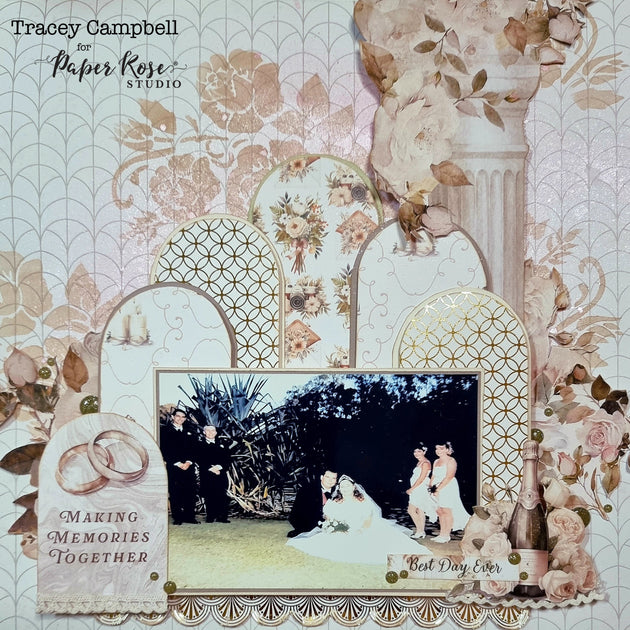 Wedding Joy Scrapbook Layout - Tracey Campbell – Paper Rose Studio
