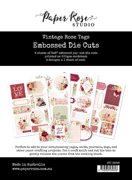 Vintage Rose Tags & Tickets Embossed Die Cuts 33648 – Paper Rose Studio