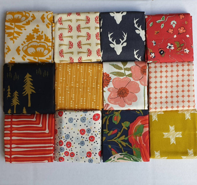 Art Gallery Fabrics 12pc Fat Quarter Pack - Assorted Red, Navy, Mustar ...